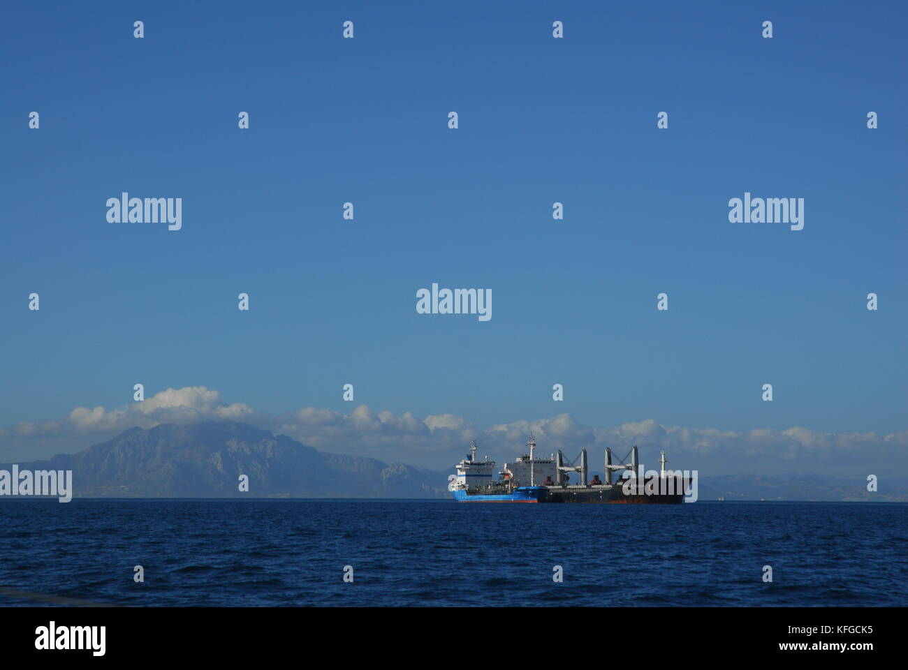 Spain, Straits of Gibraltar, Ships at Anchor Stock Photo - Alamy