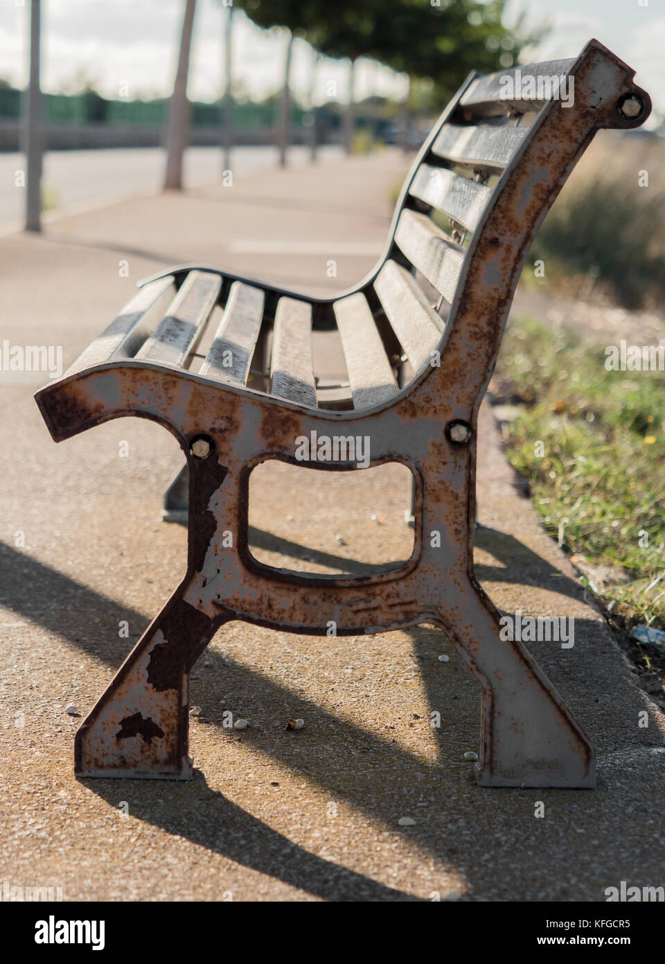 Empty bench on street and object hi-res stock photography and images ...