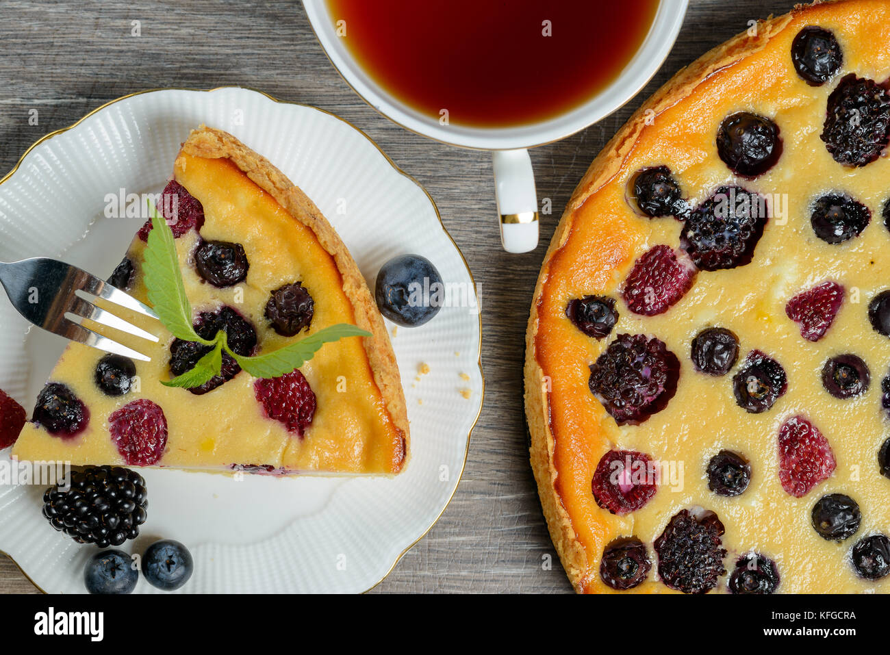 Homemade berry pie of blueberry and raspberry and blackberry Stock ...