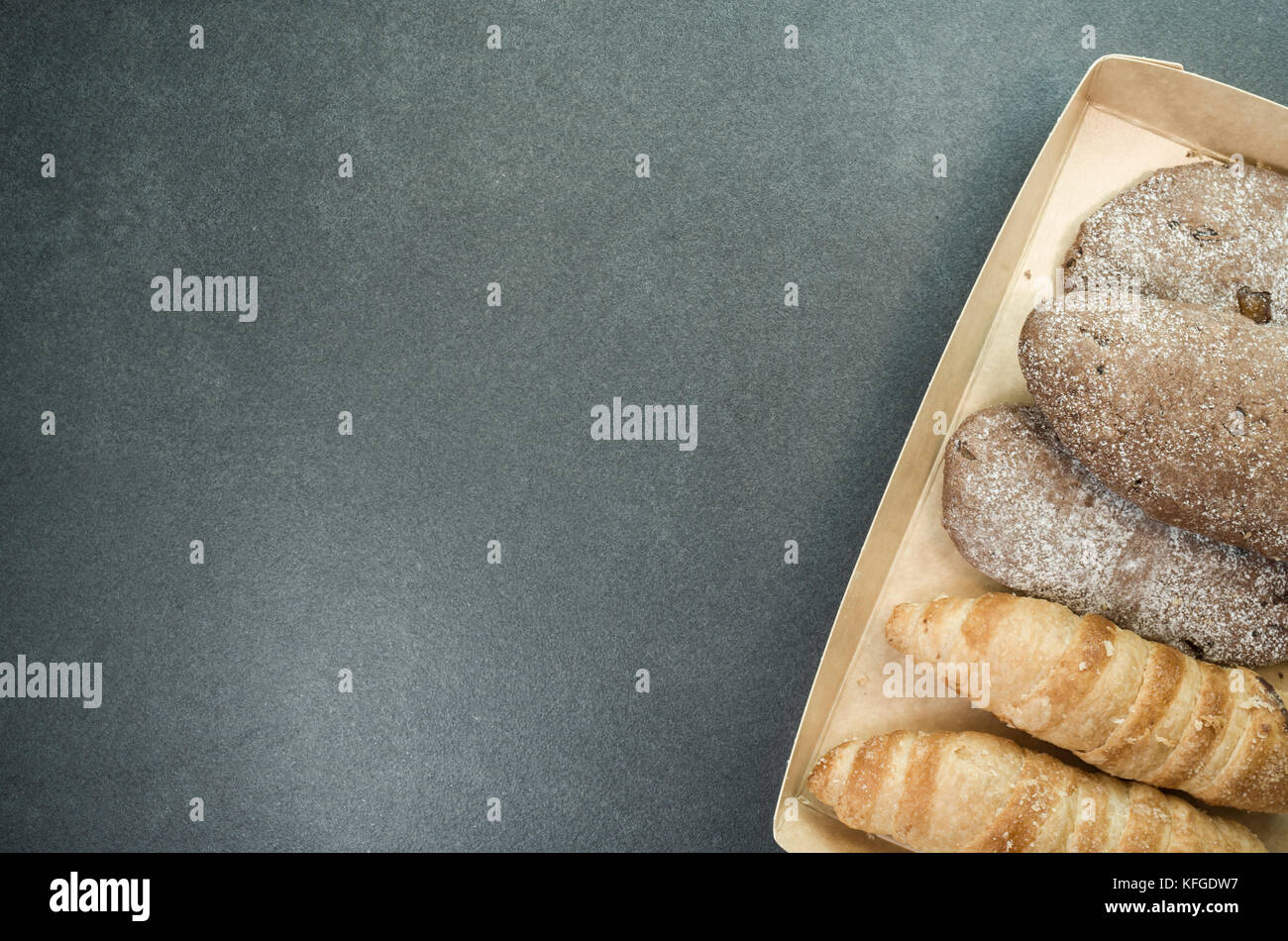home made pastry and cookies - top view dark stone surface Stock Photo ...