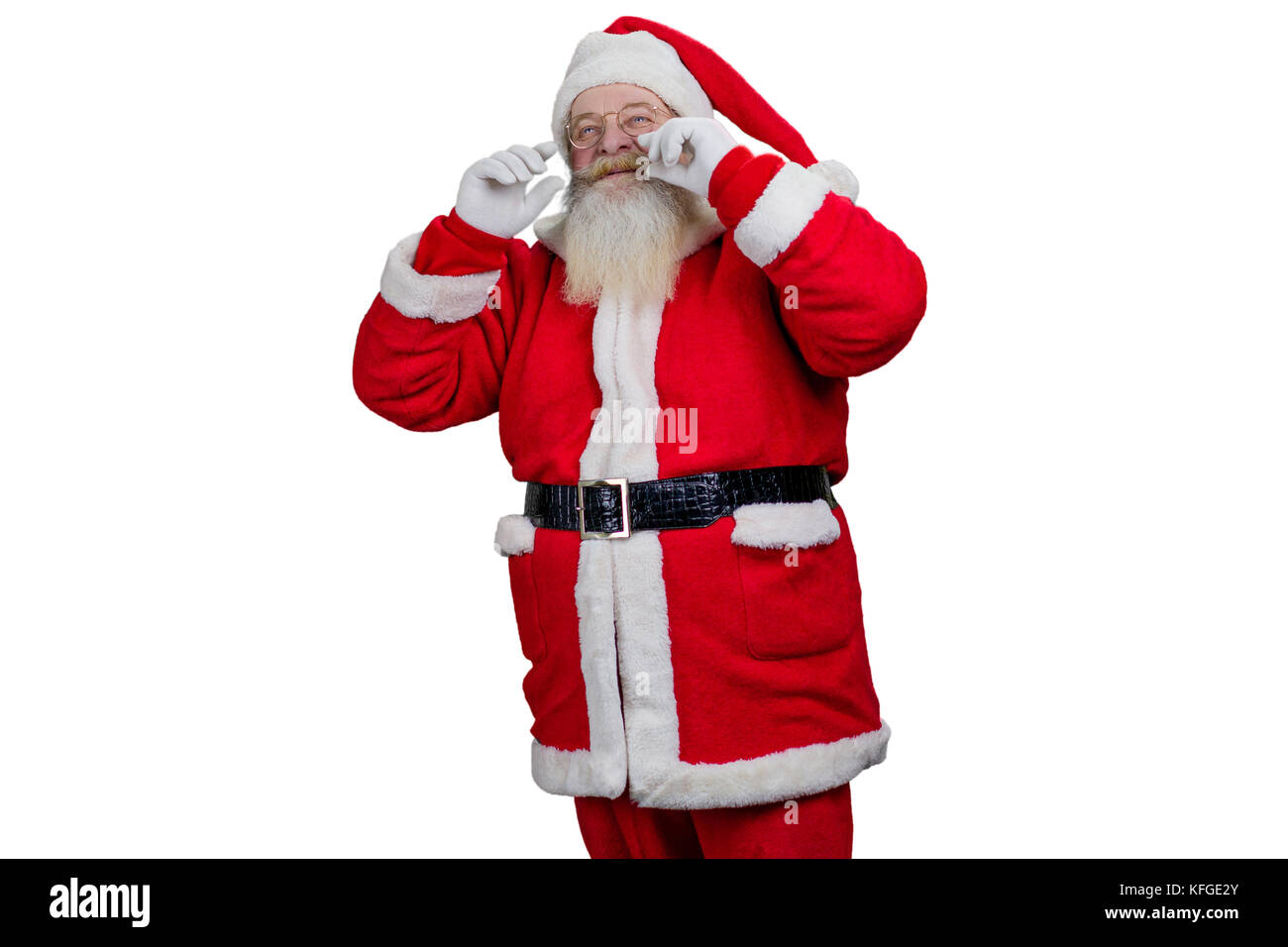 Santa Claus touching his mustache. Old bearded Santa Claus with real ...