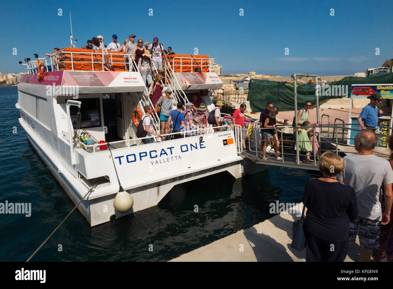 The Valletta / Sliema passenger Ferry ' Top Cat One ' with the Sliema ...