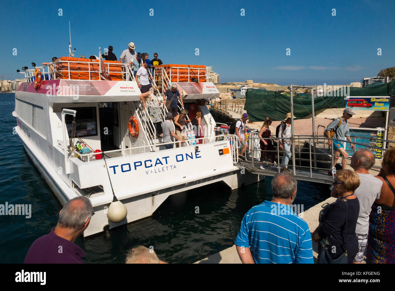 The Valletta / Sliema passenger Ferry ' Top Cat One ' with the Sliema ...