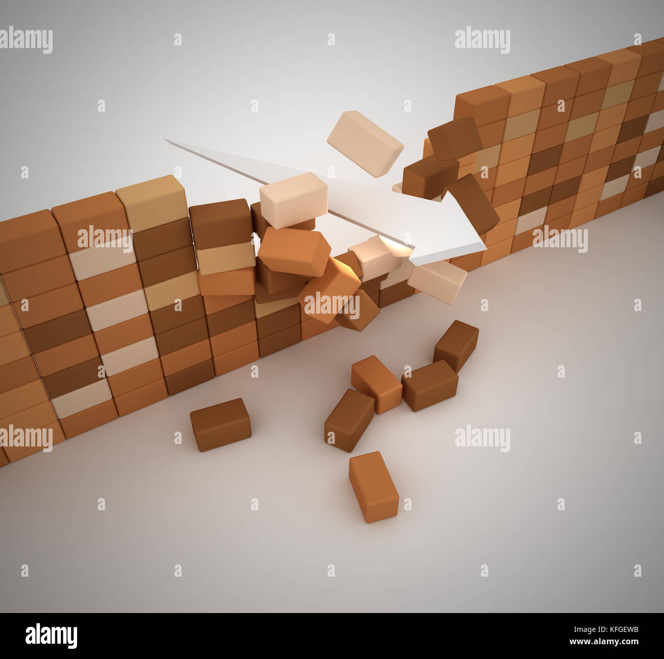 Broken wall , computer generated image. 3d render Stock Photo - Alamy