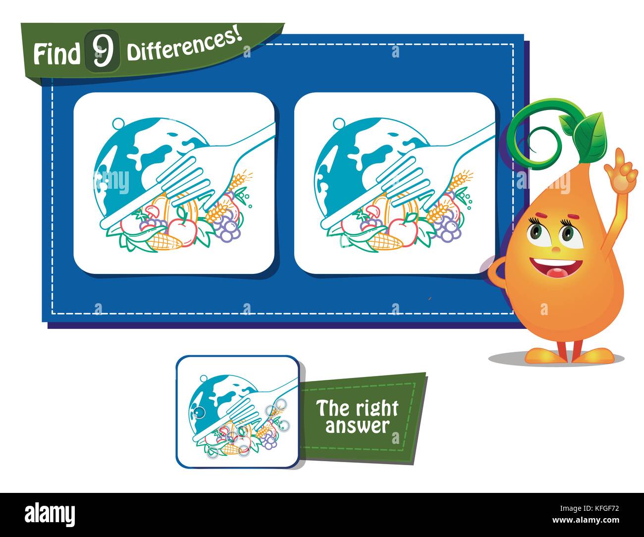 visual game for children and adults. Task to find 9 differences . World ...