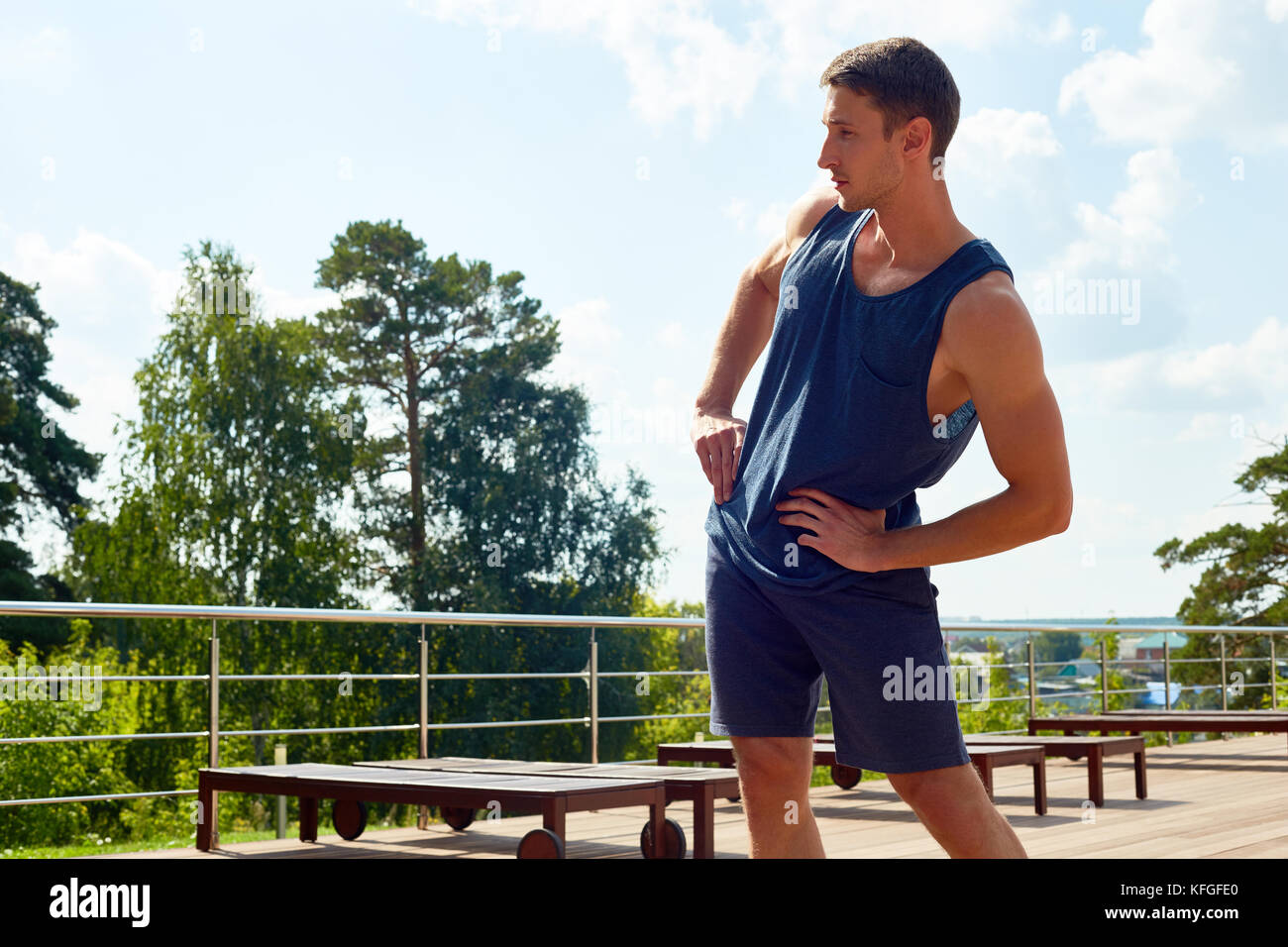 Handsome Sportsman in Park Stock Photo - Alamy