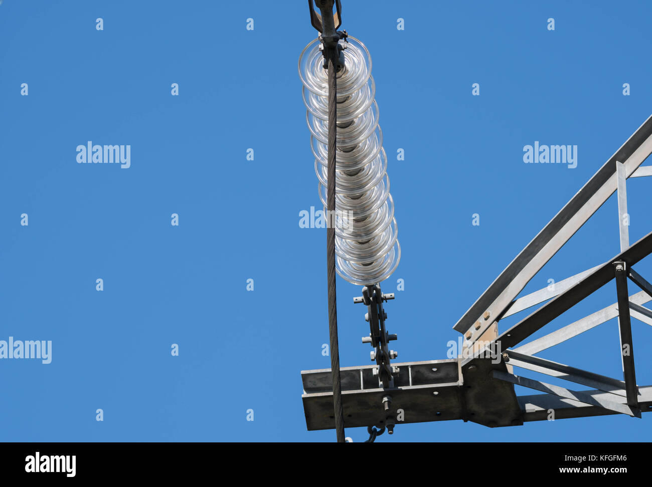 An insulator on an electricity pylon on the national grid Stock Photo ...