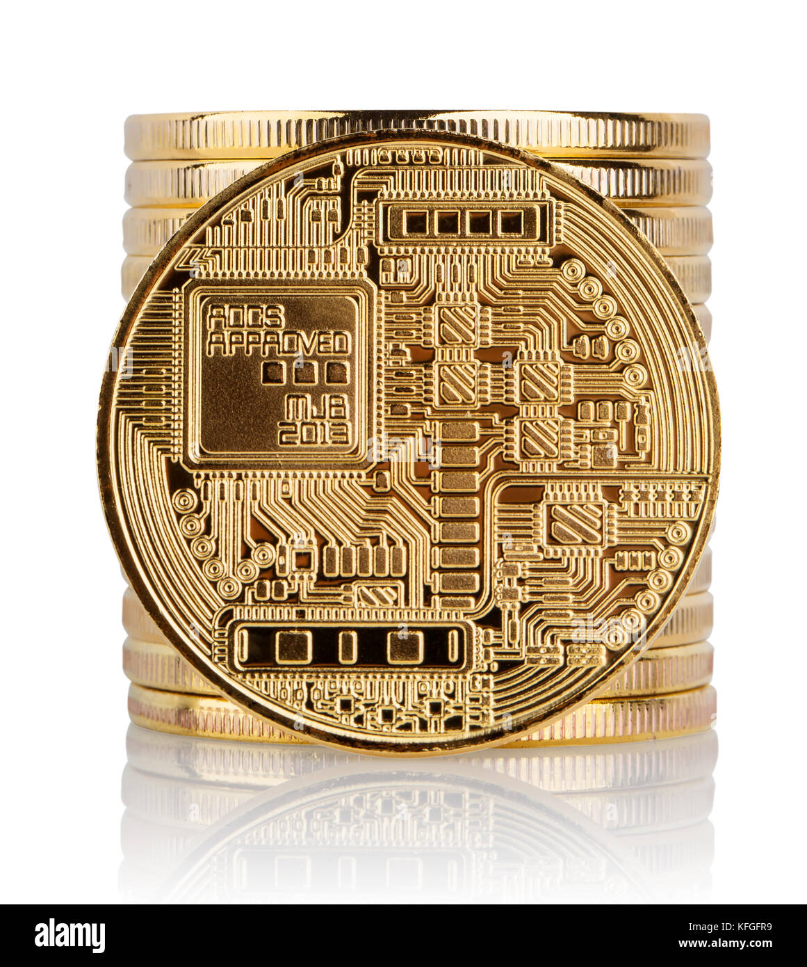 Stack and back of virtual currency bitcoin Stock Photo - Alamy