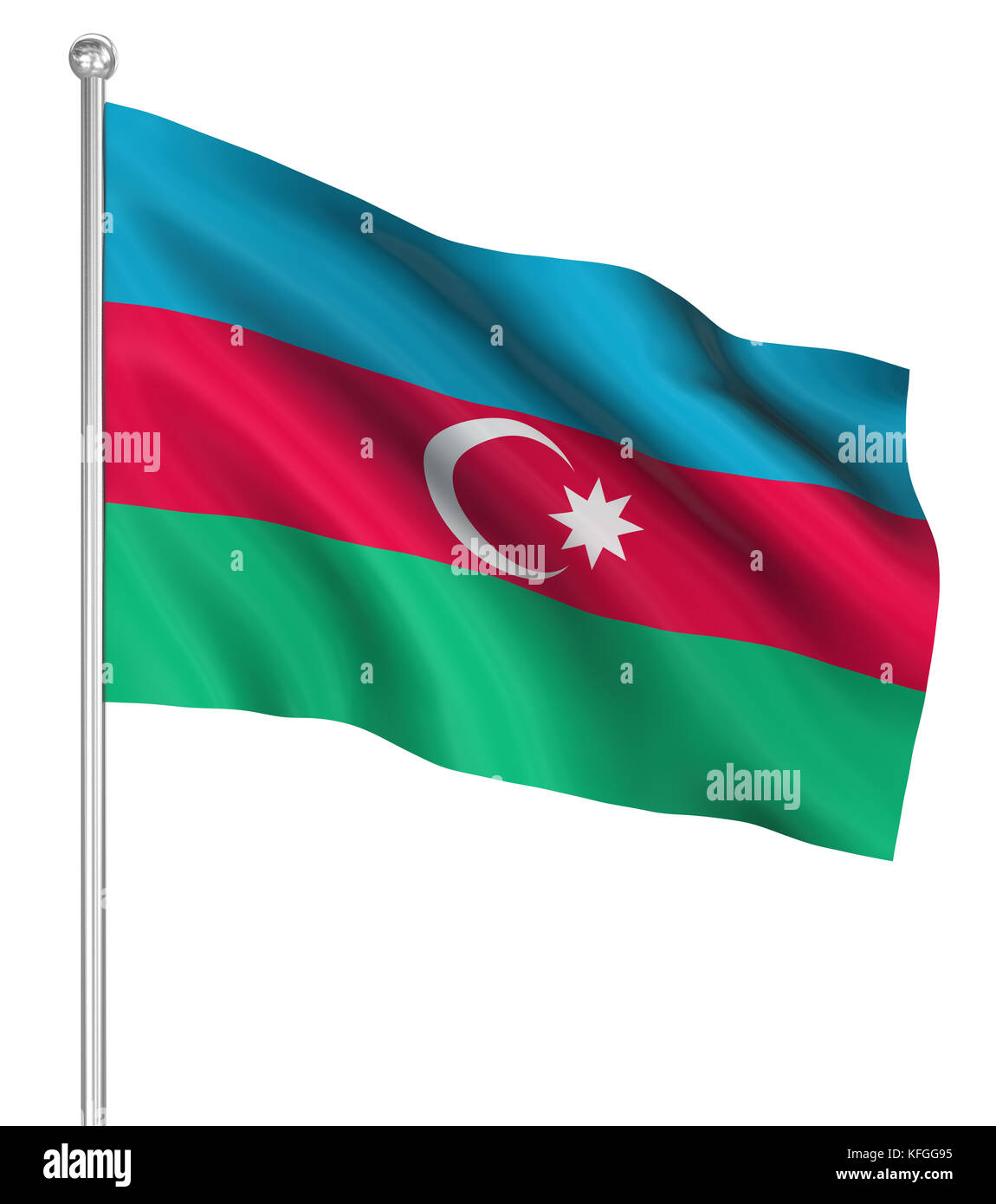 Rendering blue flag on green Cut Out Stock Images & Pictures - Alamy