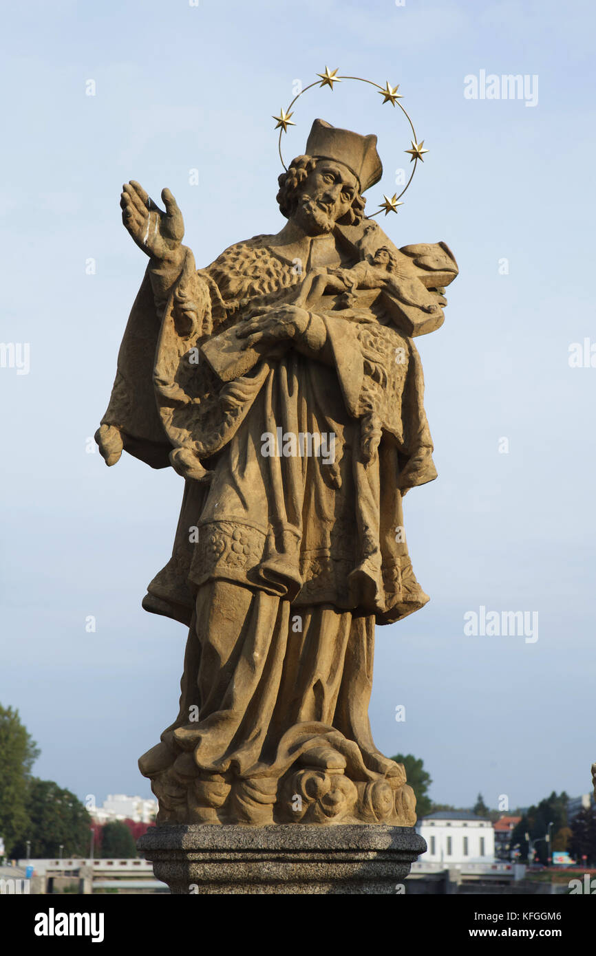 Baroque statue of Saint John of Nepomuk (Jan Nepomucký) on the Stone ...