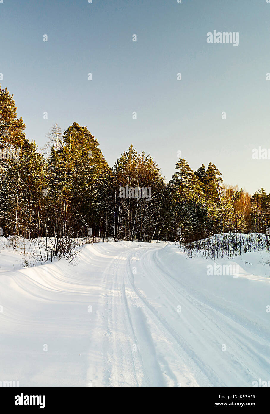 Winter landscape in rural terrain on background blue sky Stock Photo ...