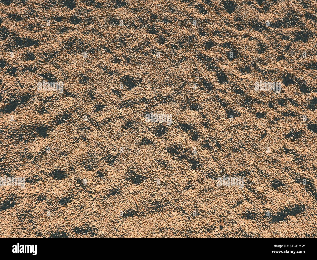 Natural sandy ground. Focused small stone ground in safety children ...