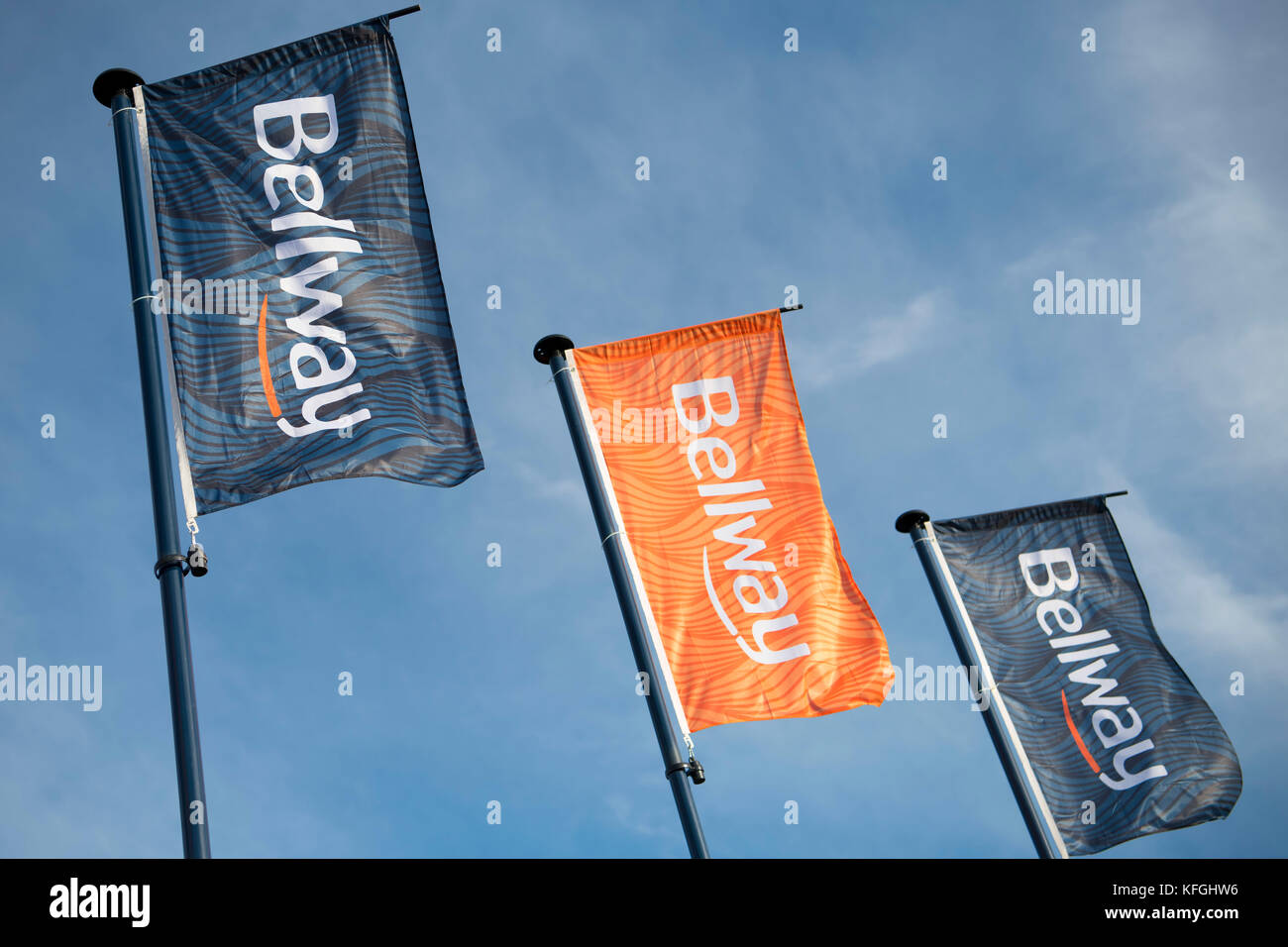 Bellway Homes flags Stock Photo - Alamy