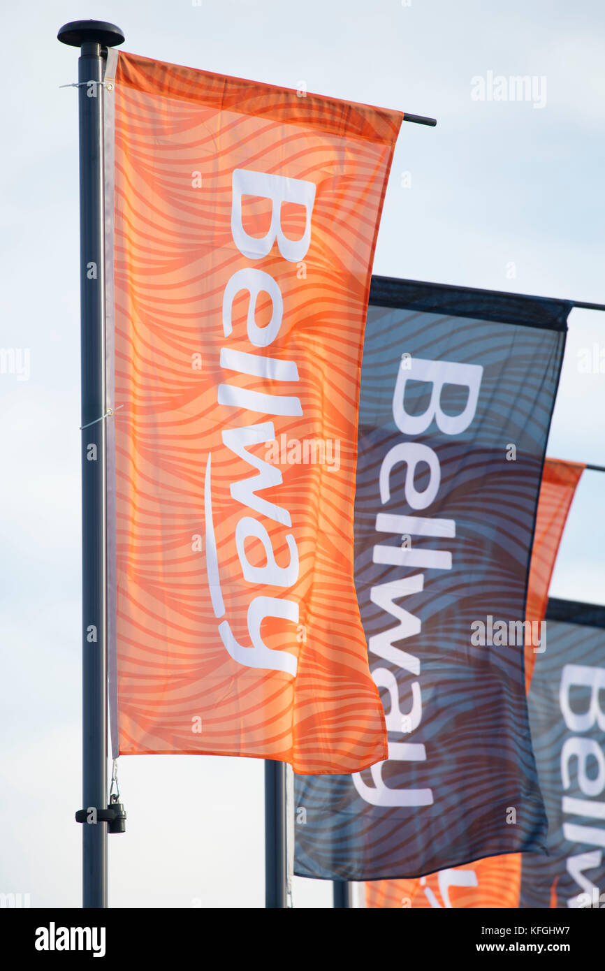 Bellway Homes flags Stock Photo - Alamy