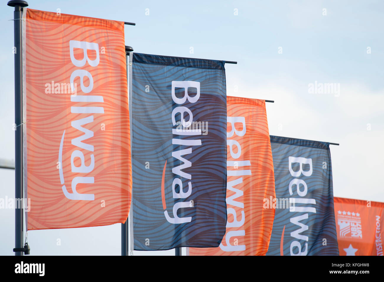 Bellway Homes flags Stock Photo - Alamy