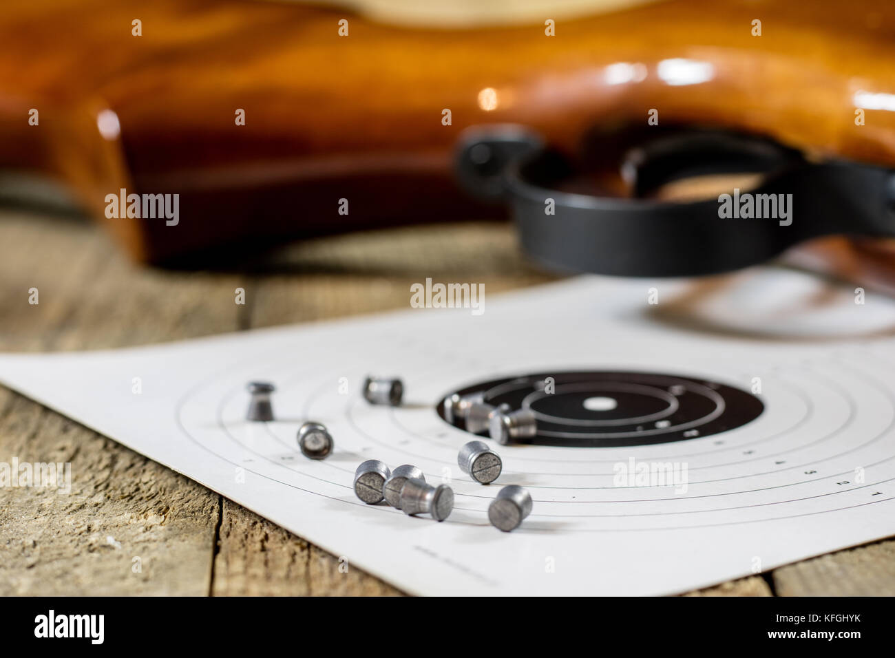 shooting, pneumatic weapon with shield and shotgun at the shooting ...