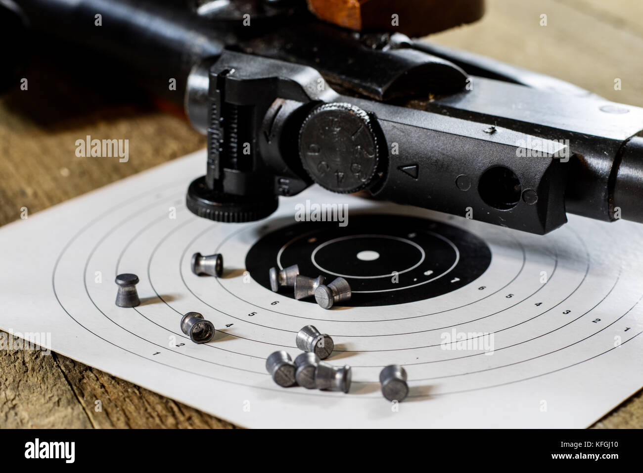 shooting, pneumatic weapon with shield and shotgun at the shooting ...