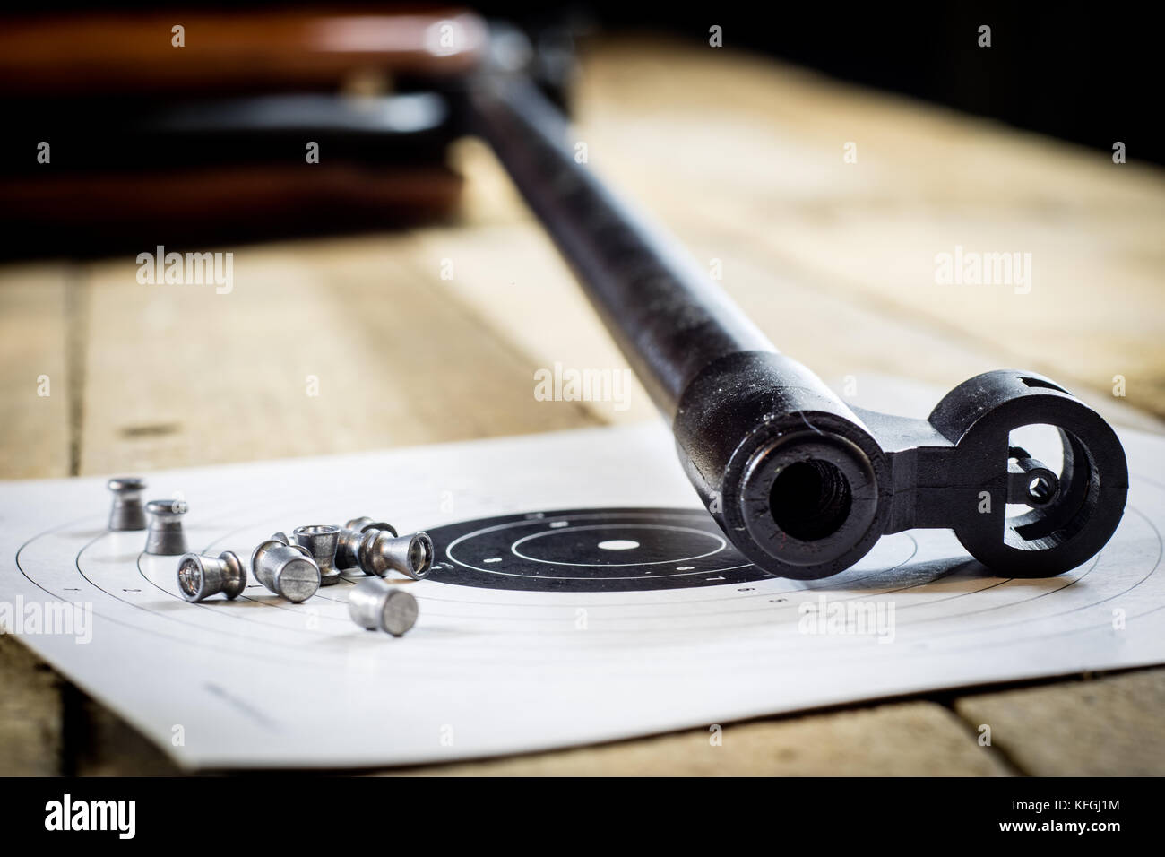 shooting, pneumatic weapon with shield and shotgun at the shooting ...
