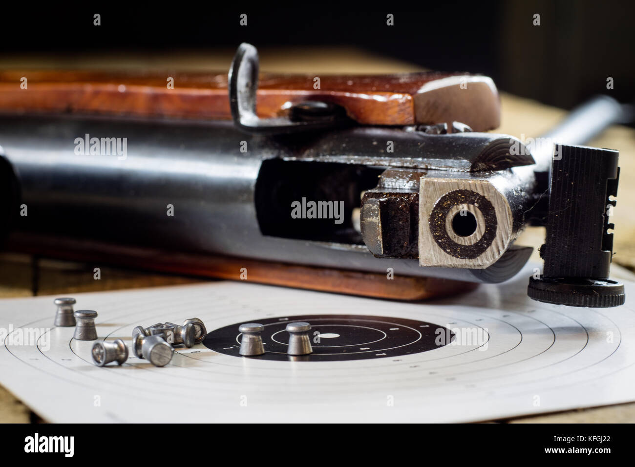 shooting, pneumatic weapon with shield and shotgun at the shooting ...