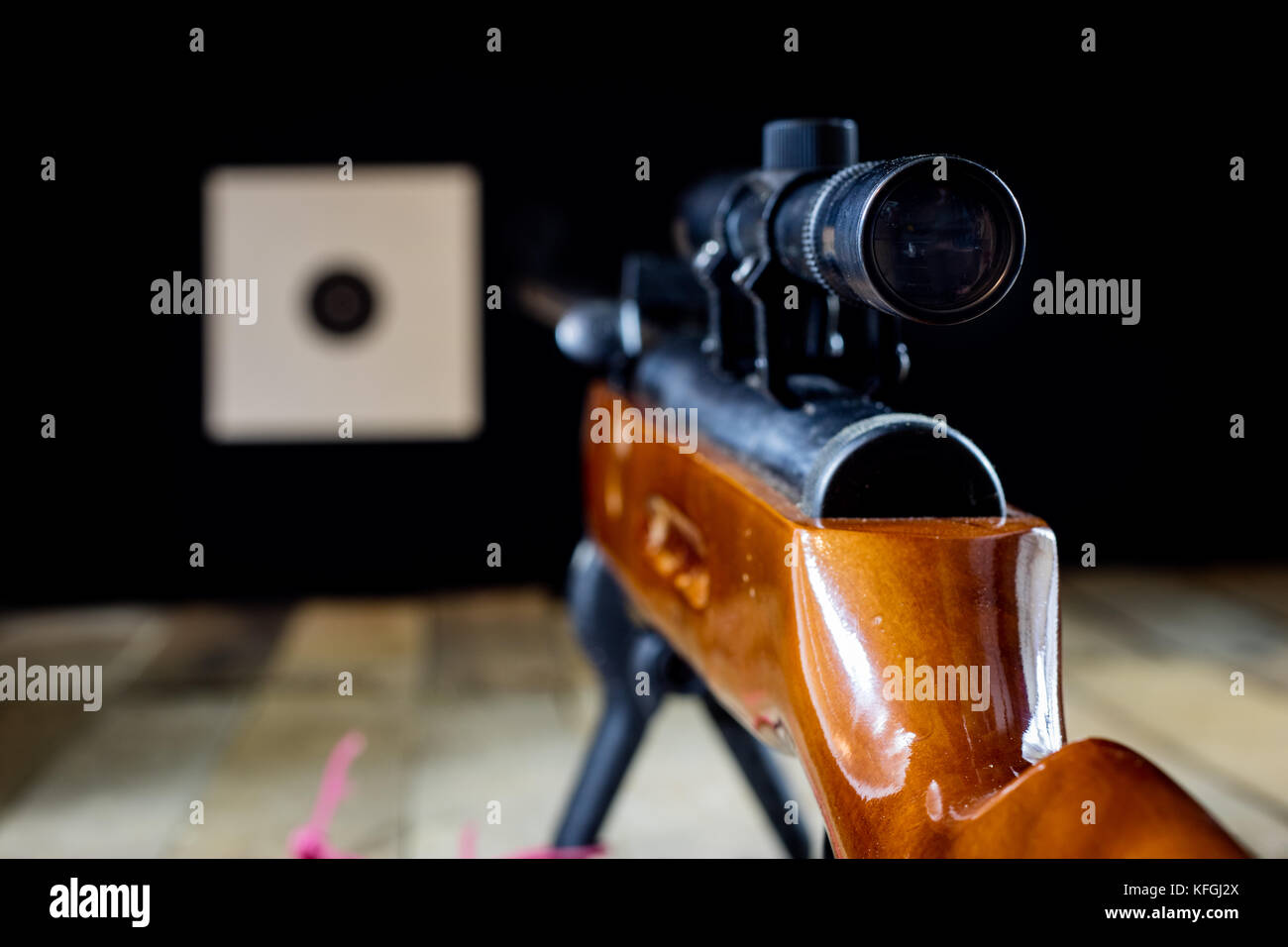 shooting, pneumatic weapon with shield and shotgun at the shooting ...