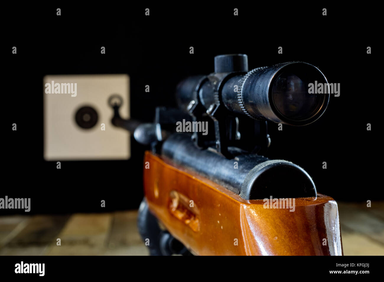 shooting, pneumatic weapon with shield and shotgun at the shooting ...