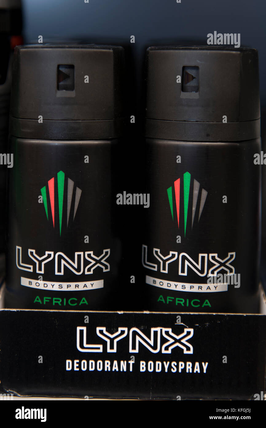 Lynx Africa deodorant body fragrance on sale in a supermarket shop ...