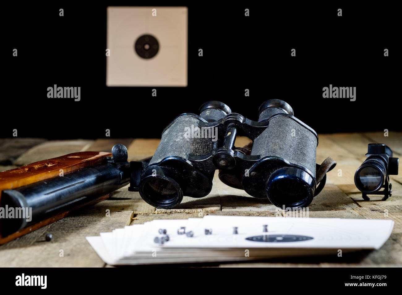 shooting, pneumatic weapon with shield and shotgun at the shooting ...