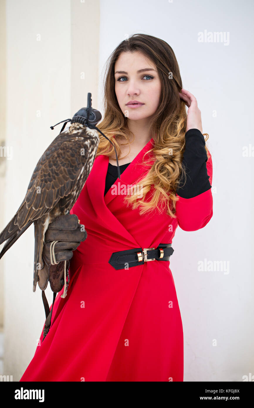 Girl flying a hawk hi-res stock photography and images - Alamy