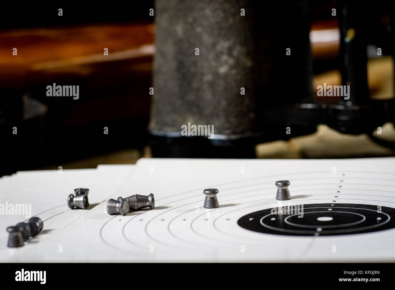 shooting, pneumatic weapon with shield and shotgun at the shooting ...