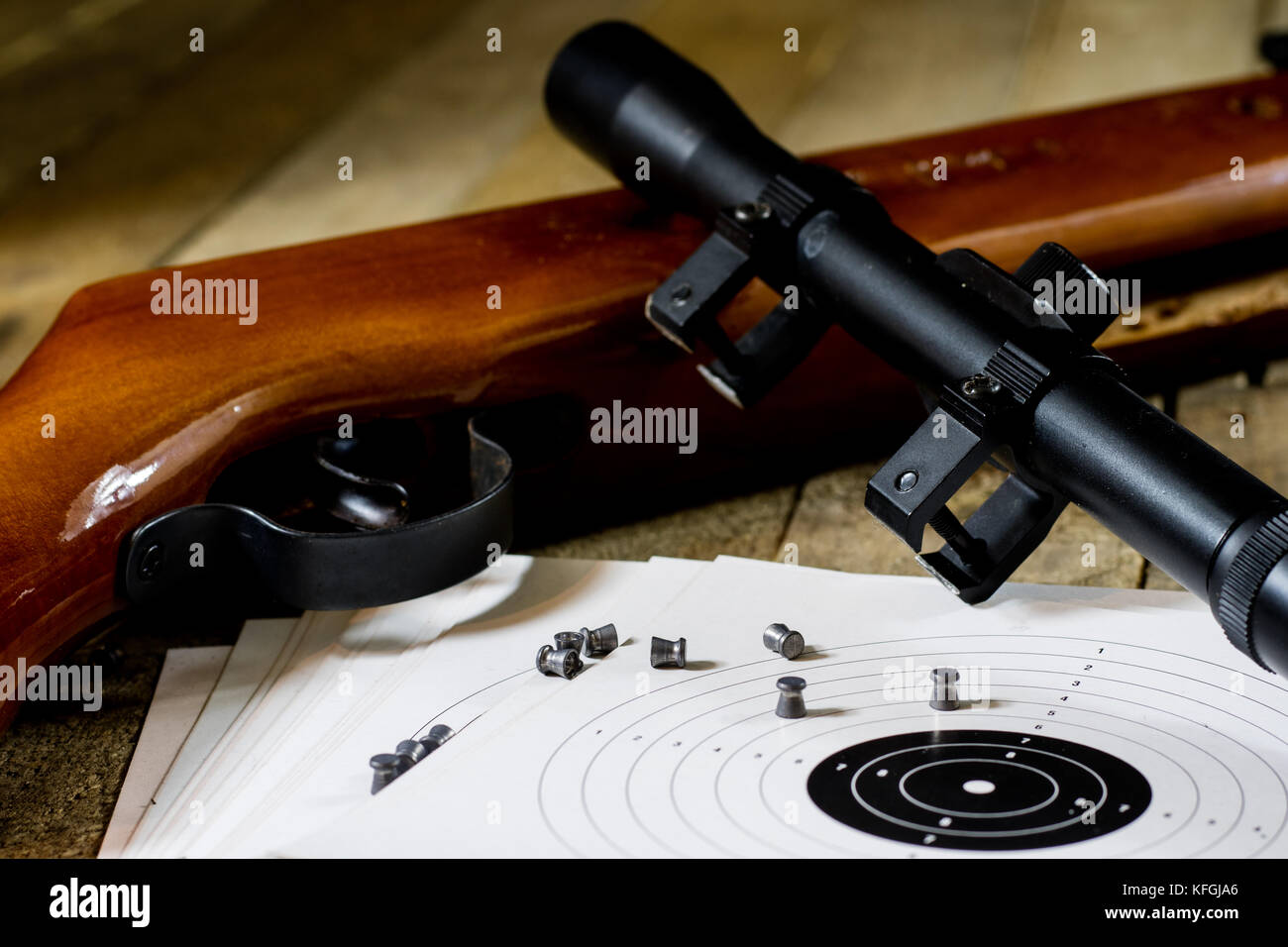 shooting, pneumatic weapon with shield and shotgun at the shooting ...