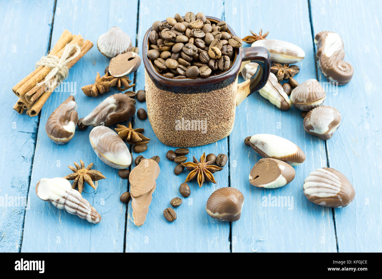 A cup of black coffee and Belgian chocolate. Morning coffee Stock Photo ...