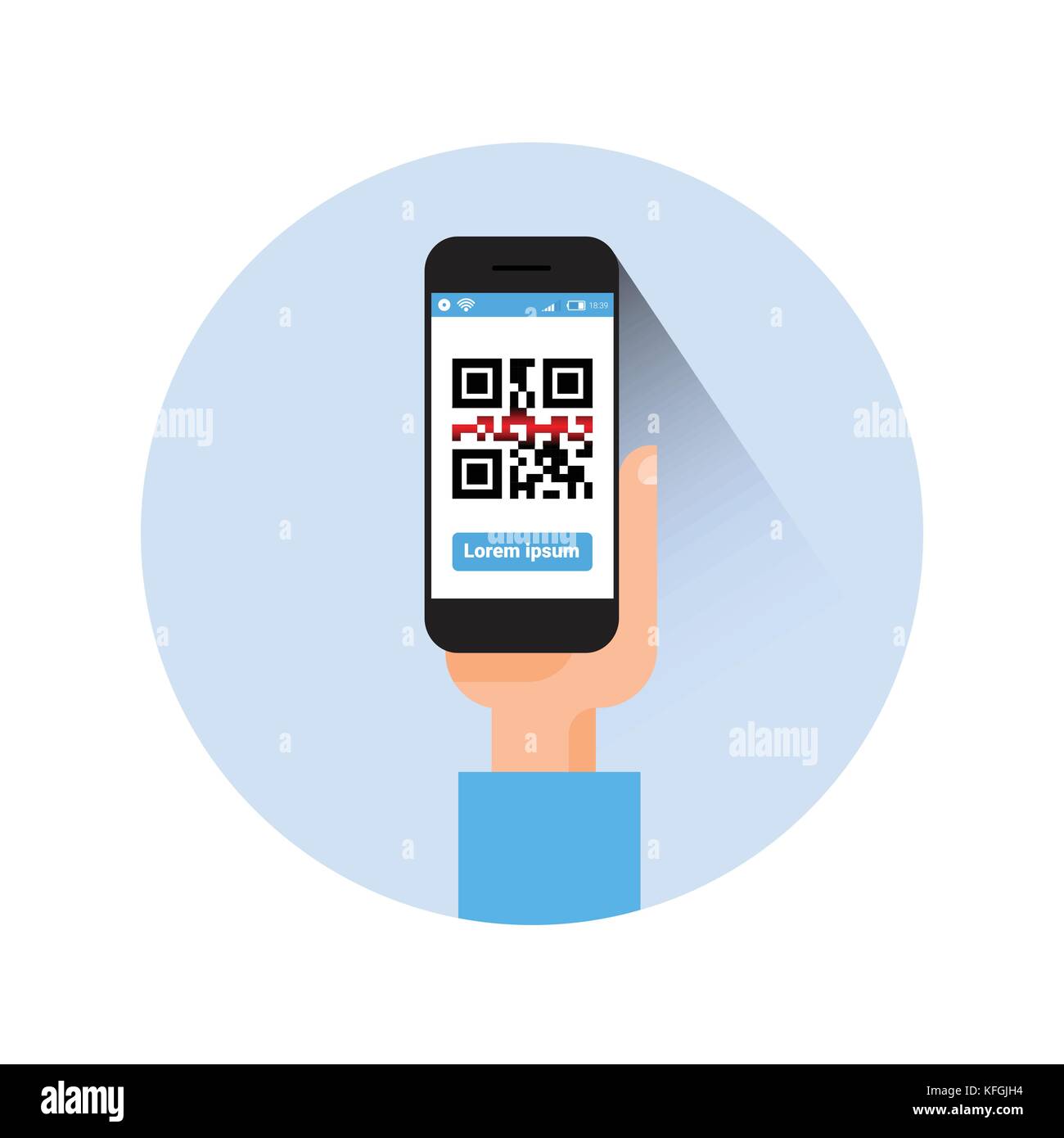 Hand Hold Smart Phone Scanning Qr Code Icon Barcode Scan With Telephone ...