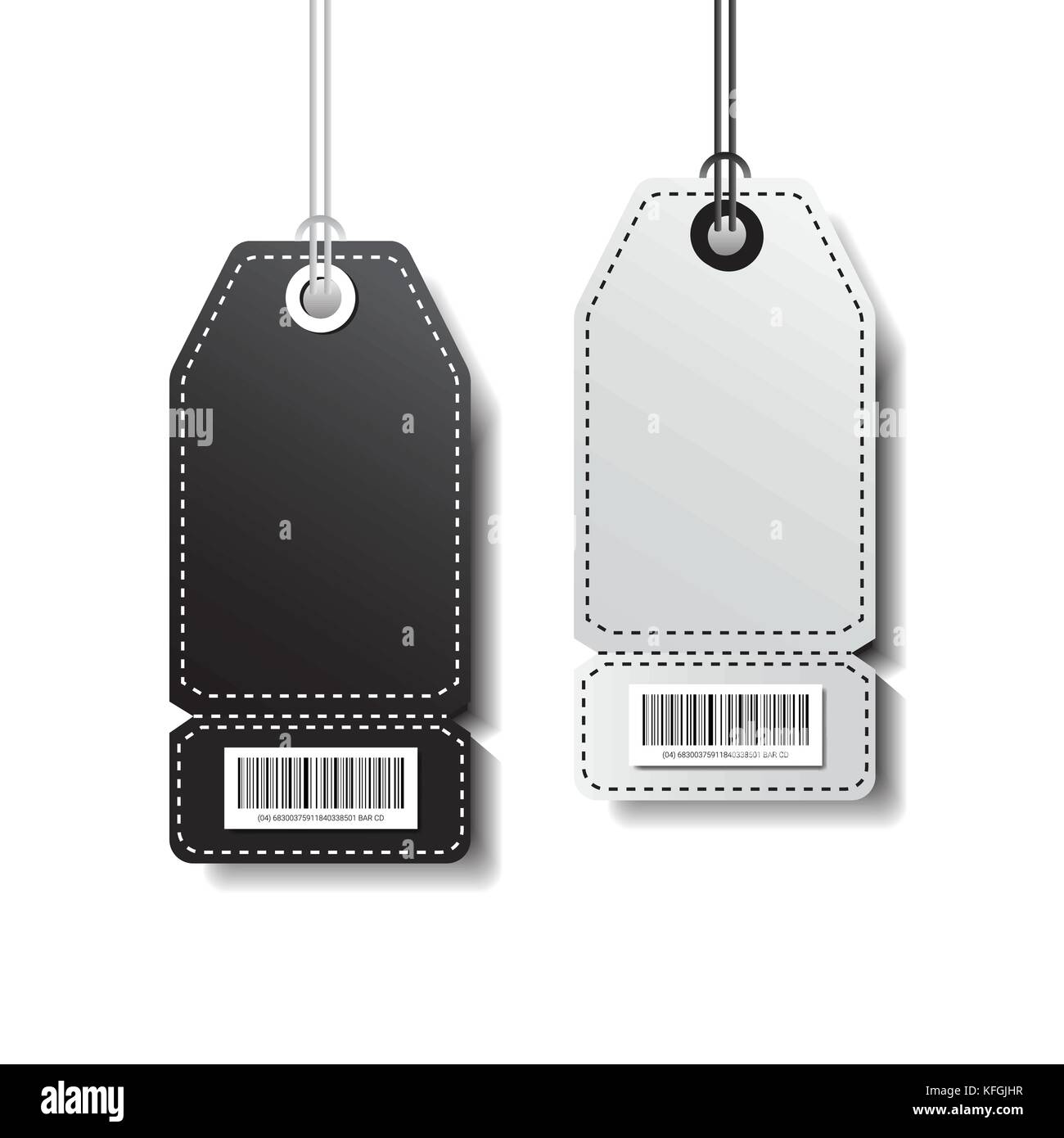 Empty Tags Template Shopping Stickers With Bar Code Isolated On White ...