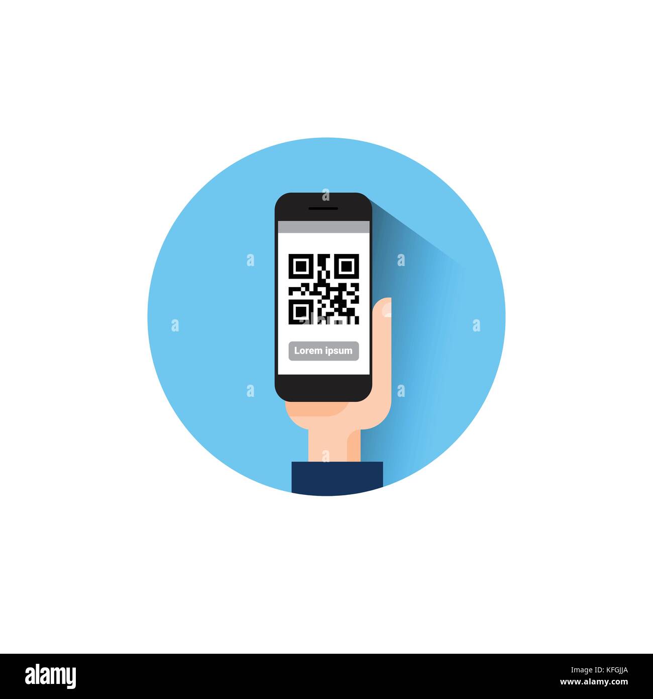 Hand Hold Smart Phone Scanning Qr Code Icon Barcode Scan With Telephone ...