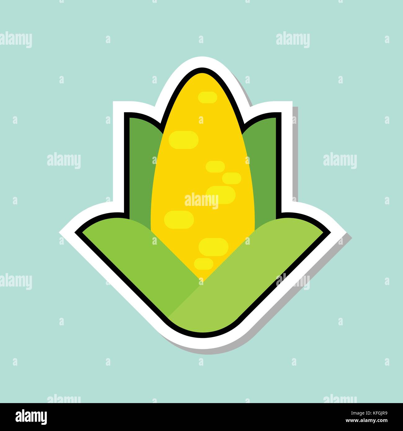 Corn Sticker On Blue Background Colorful Vegetable Icon Stock Vector ...