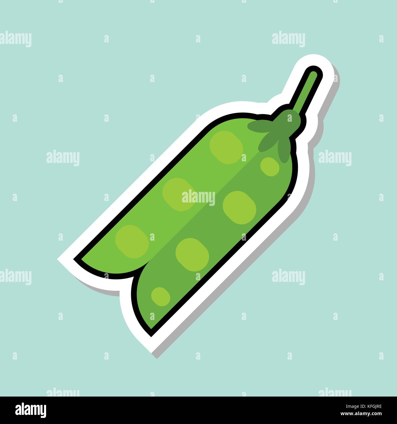 Pea Sticker On Blue Background Colorful Vegetable Icon Stock Vector ...