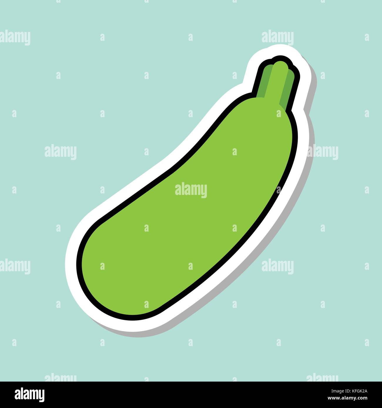 Zucchini Sticker On Blue Background Colorful Vegetable Icon Stock ...