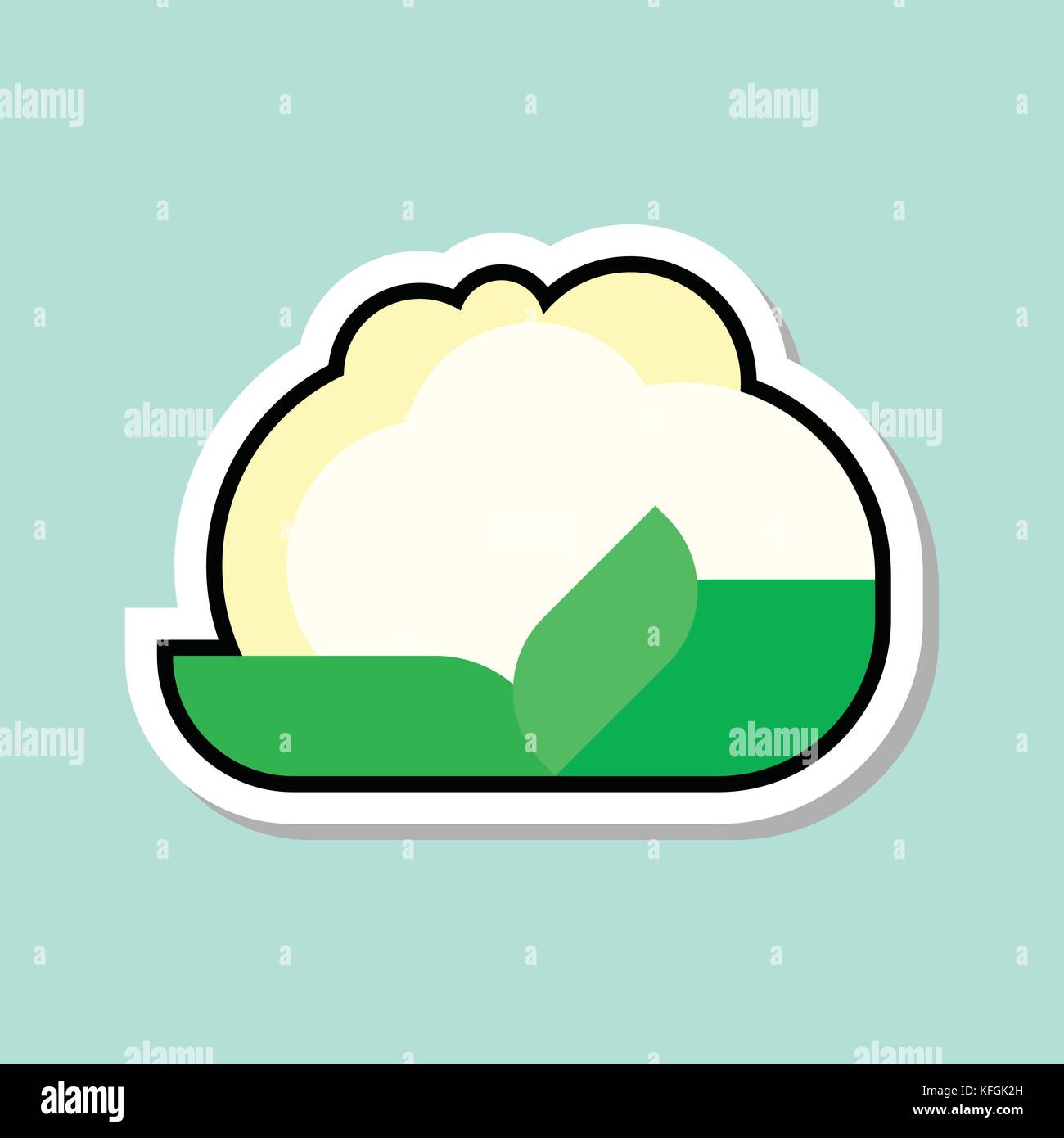 Cauliflower Sticker On Blue Background Colorful Vegetable Icon Stock ...