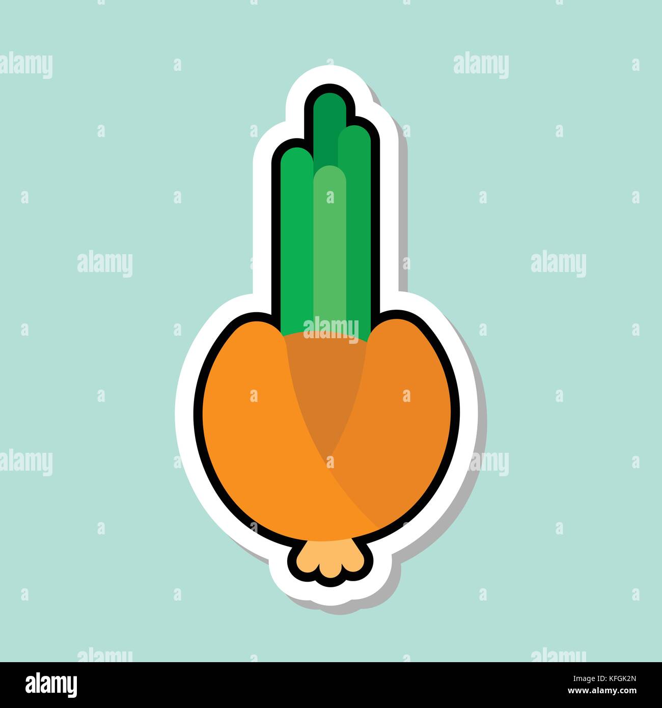 Onion Sticker On Blue Background Colorful Vegetable Icon Stock Vector ...