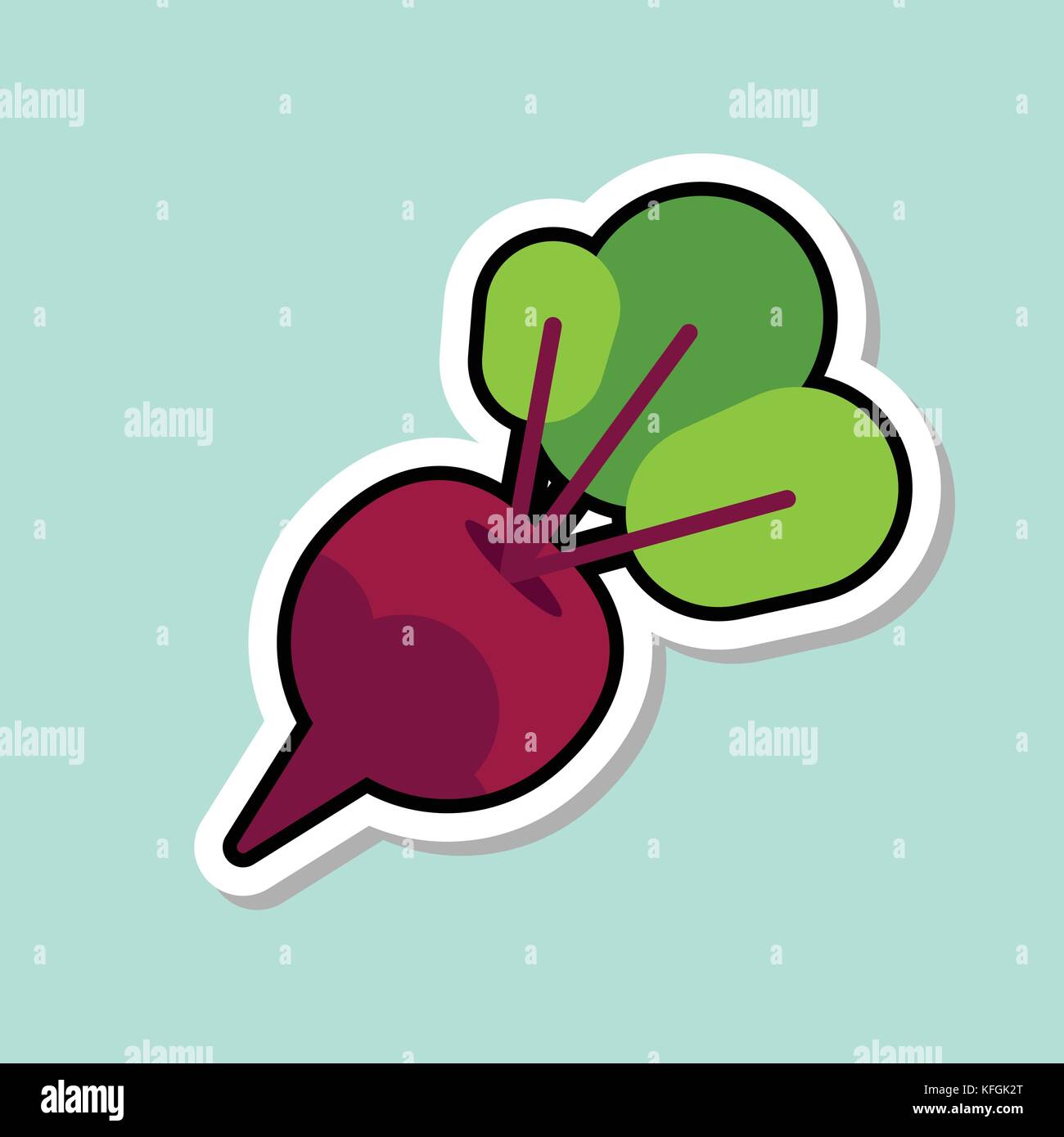 Beet Sticker On Blue Background Colorful Vegetable Icon Stock Vector ...