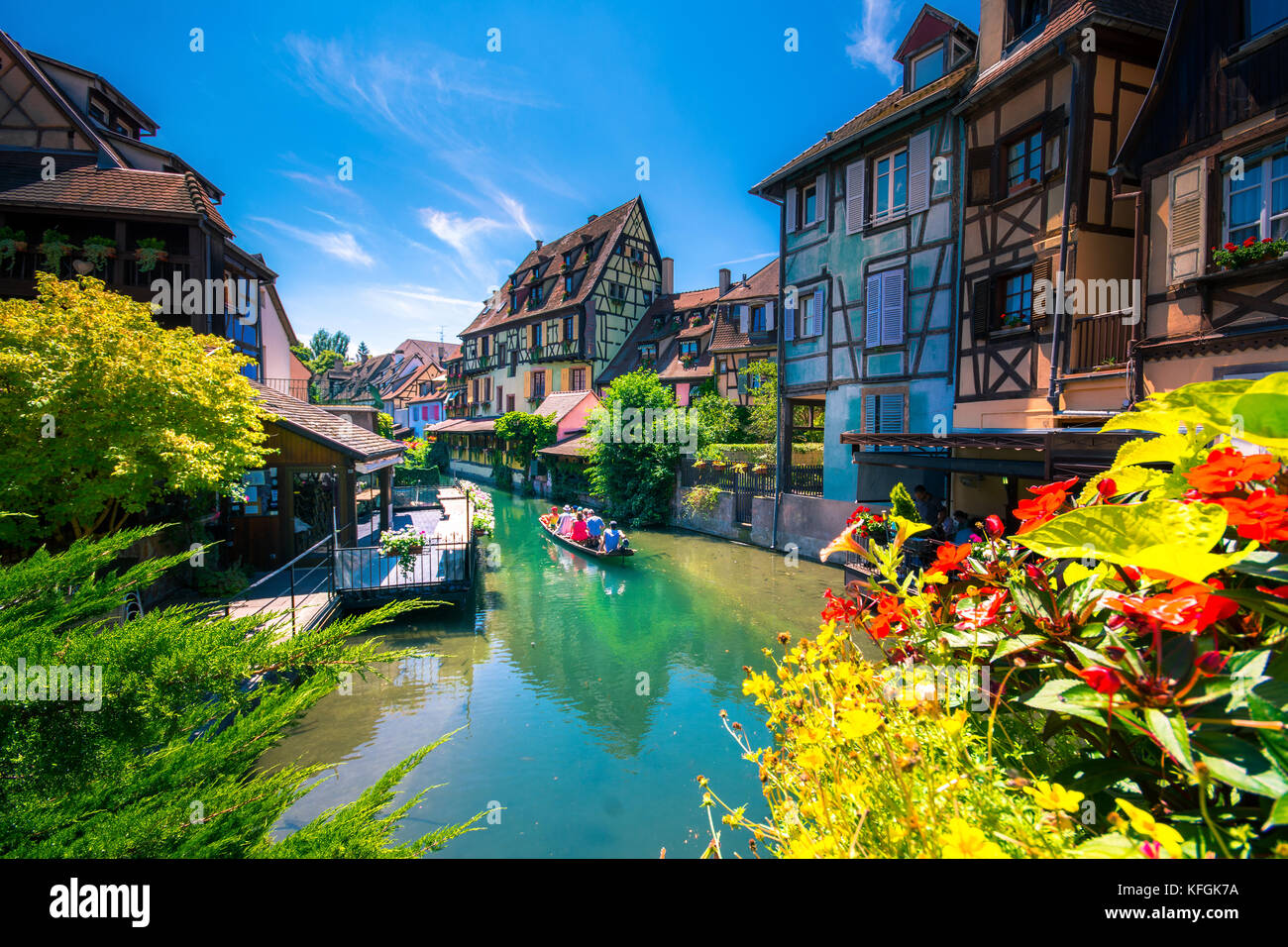 Beautiful view of the historic town of Colmar, also known as Little ...