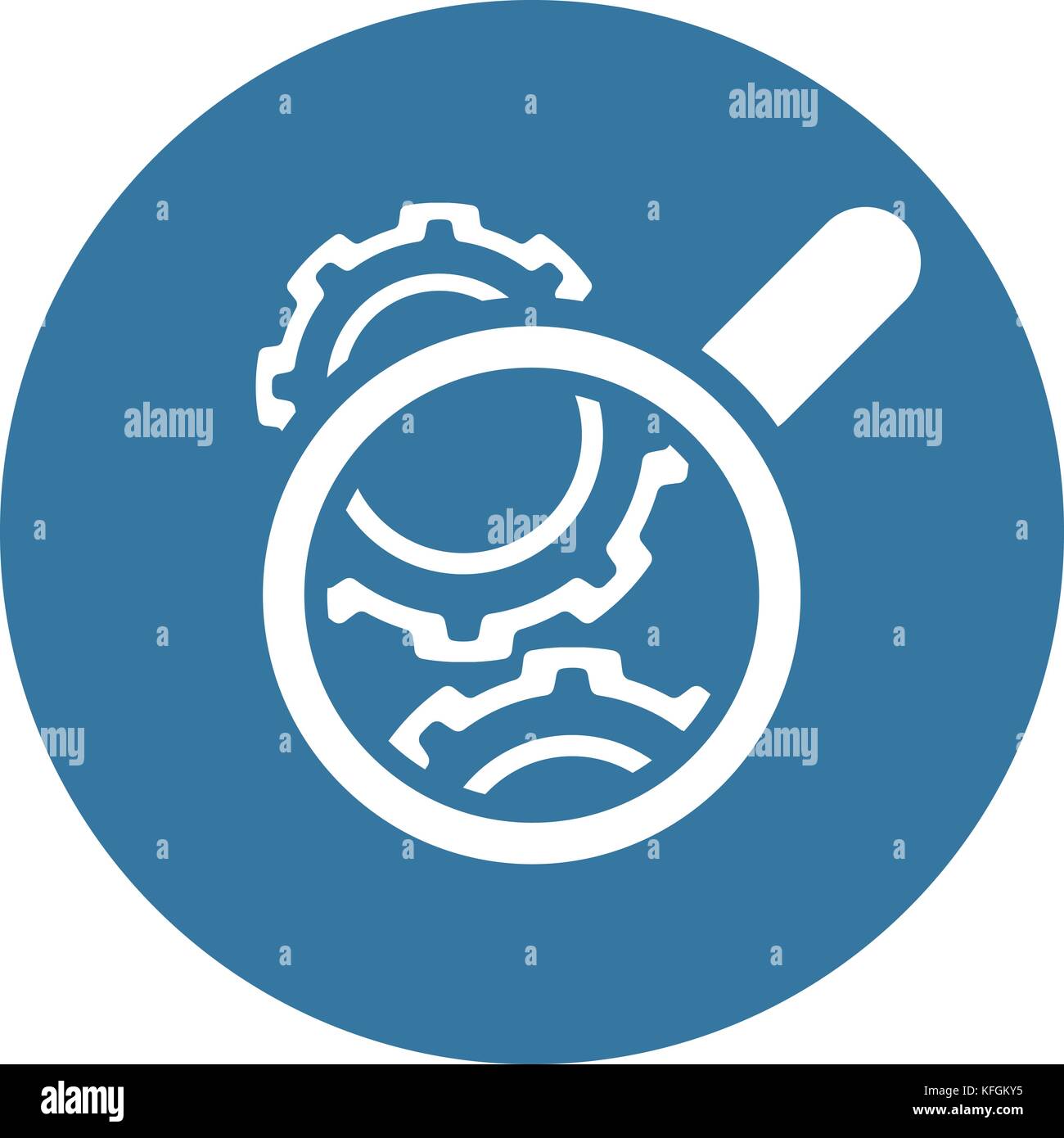 Cog Wheels Inspection Icon. Gears and Magnifier. Engineering Symbol ...
