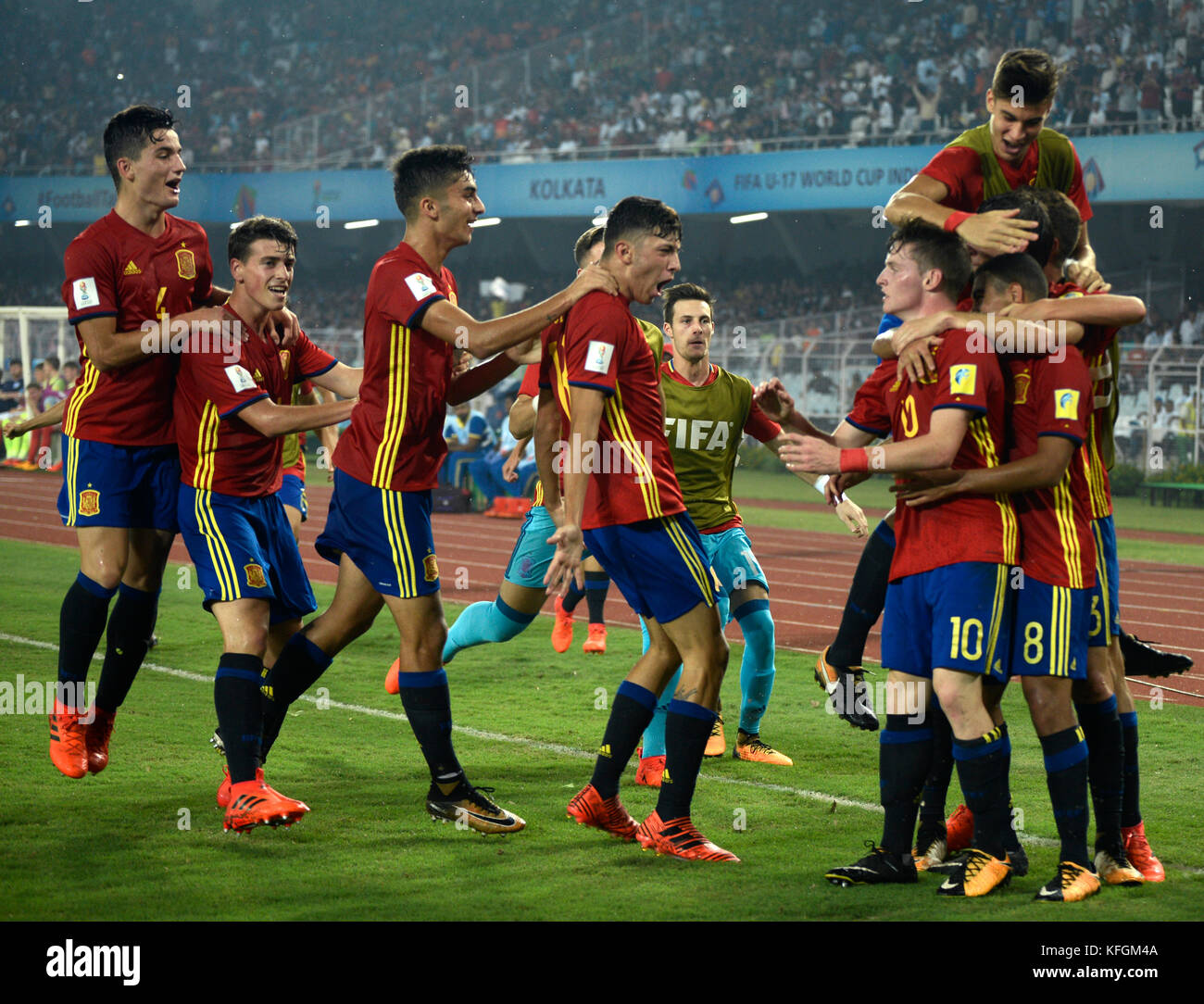 Spain players celebrates Spain goal the FIFA U 17 World Cup India 2017 ...