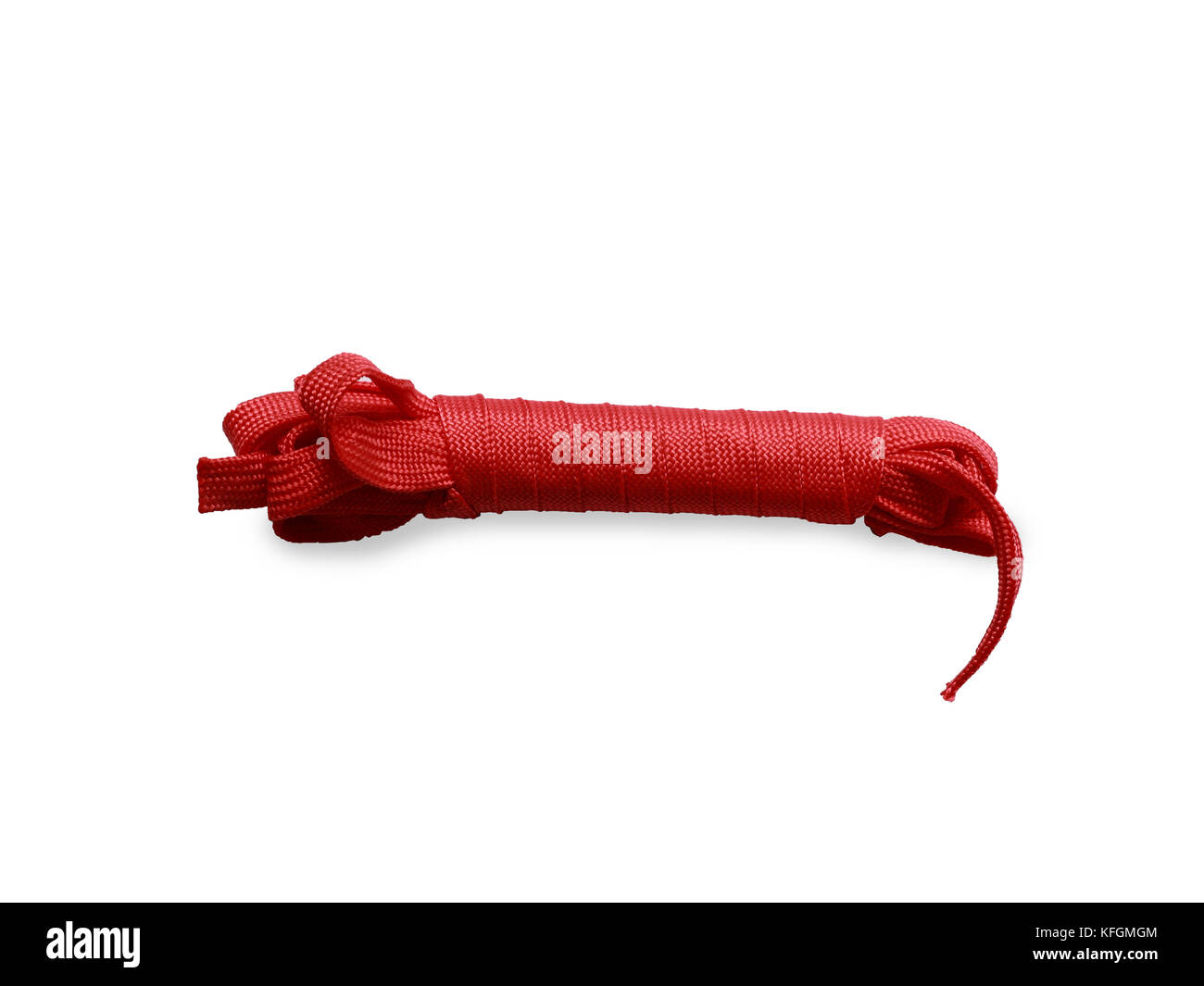 Red rope on white background Stock Photo - Alamy