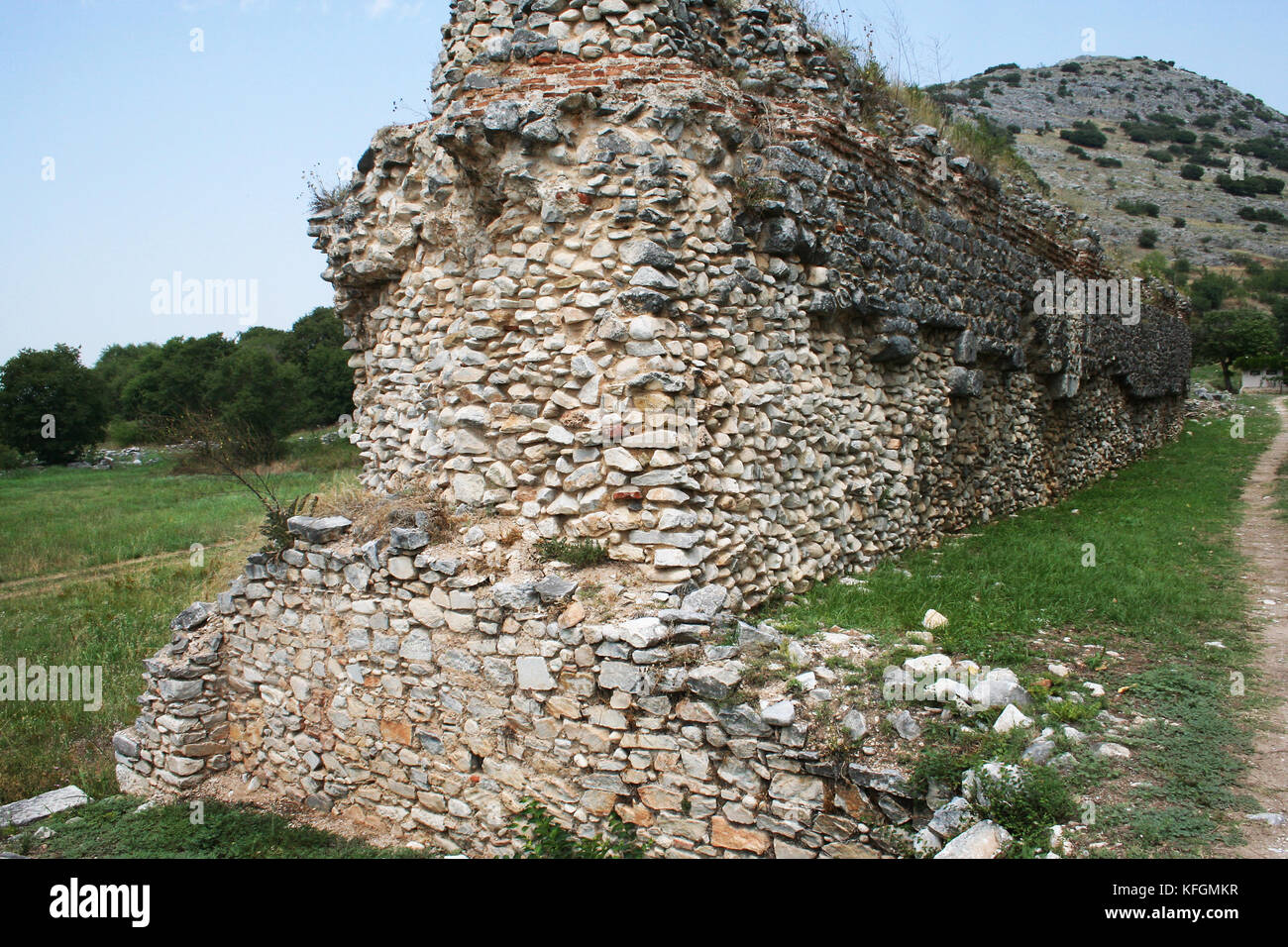 Ruins of the walls at the Philippi archaeological site. Philippi was ...