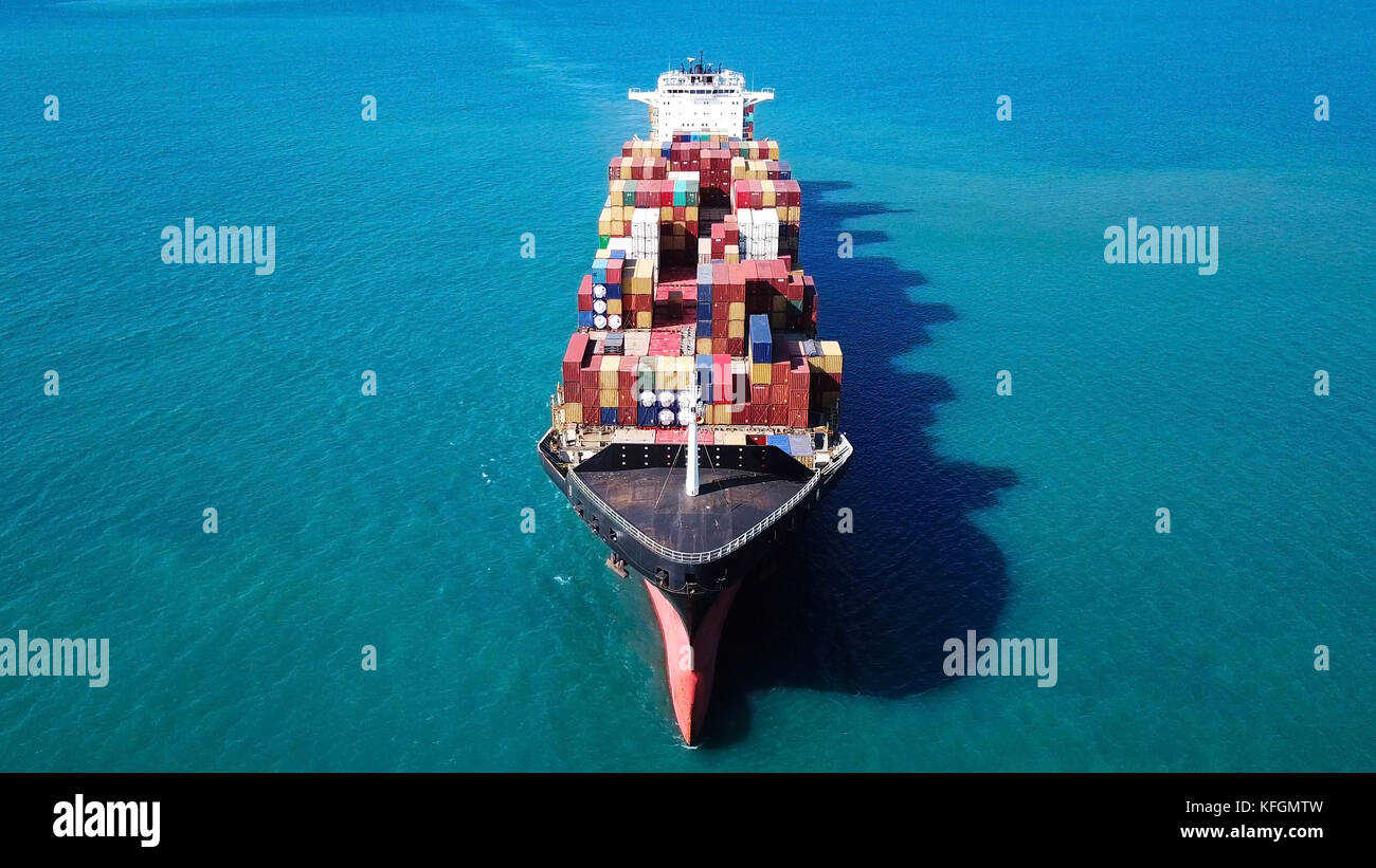 Container ship aerial view hi-res stock photography and images - Alamy