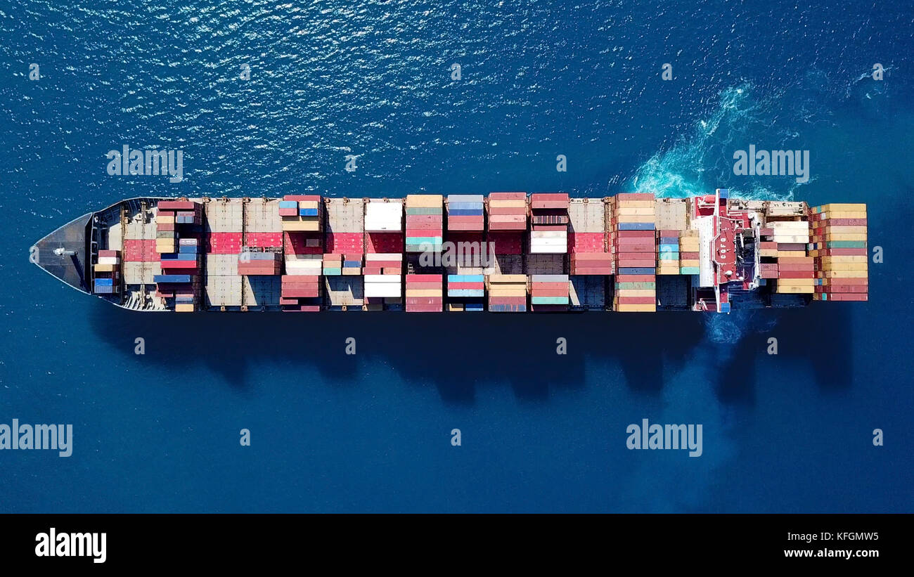 Aerial view above cargo ship hi-res stock photography and images - Alamy