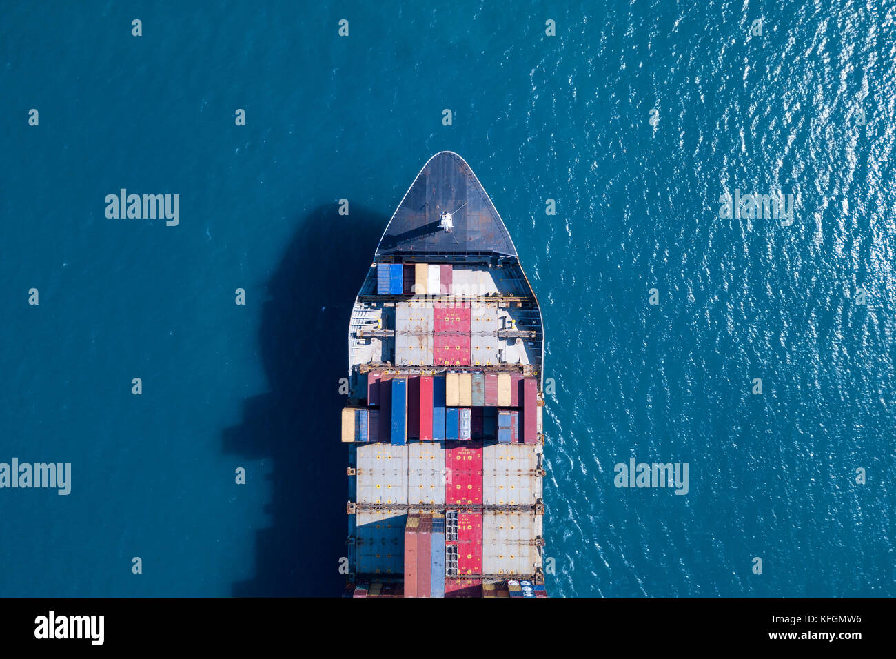 Large container ship at sea - Aerial image Stock Photo - Alamy