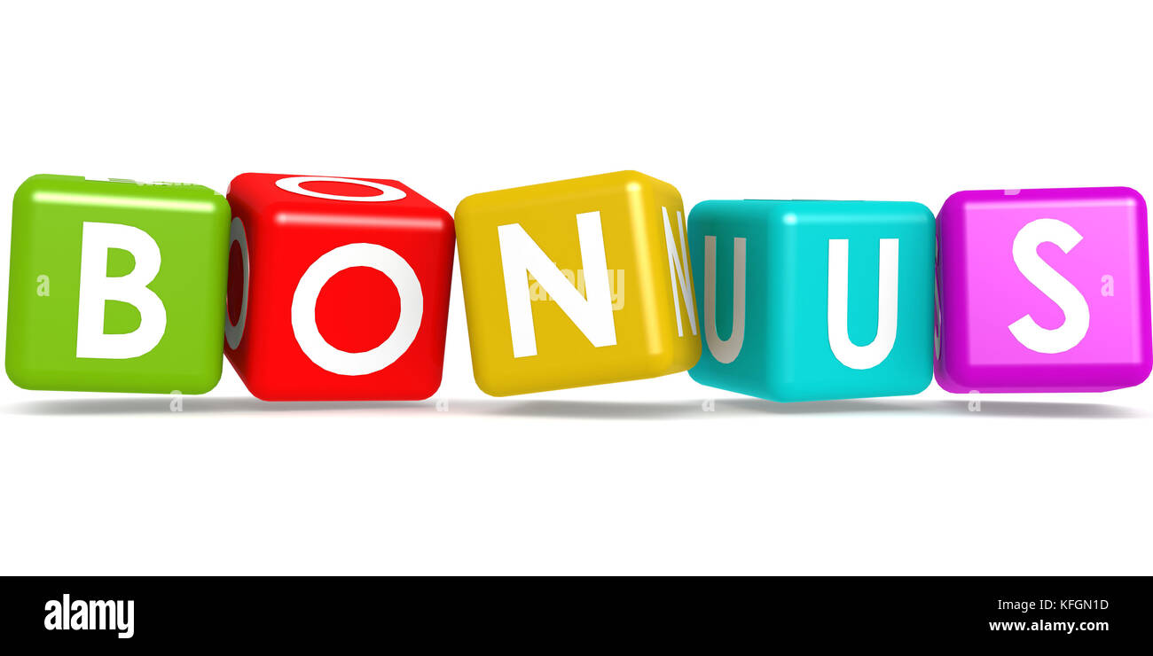 Colorful cube with bonus word, 3D rendering Stock Photo - Alamy