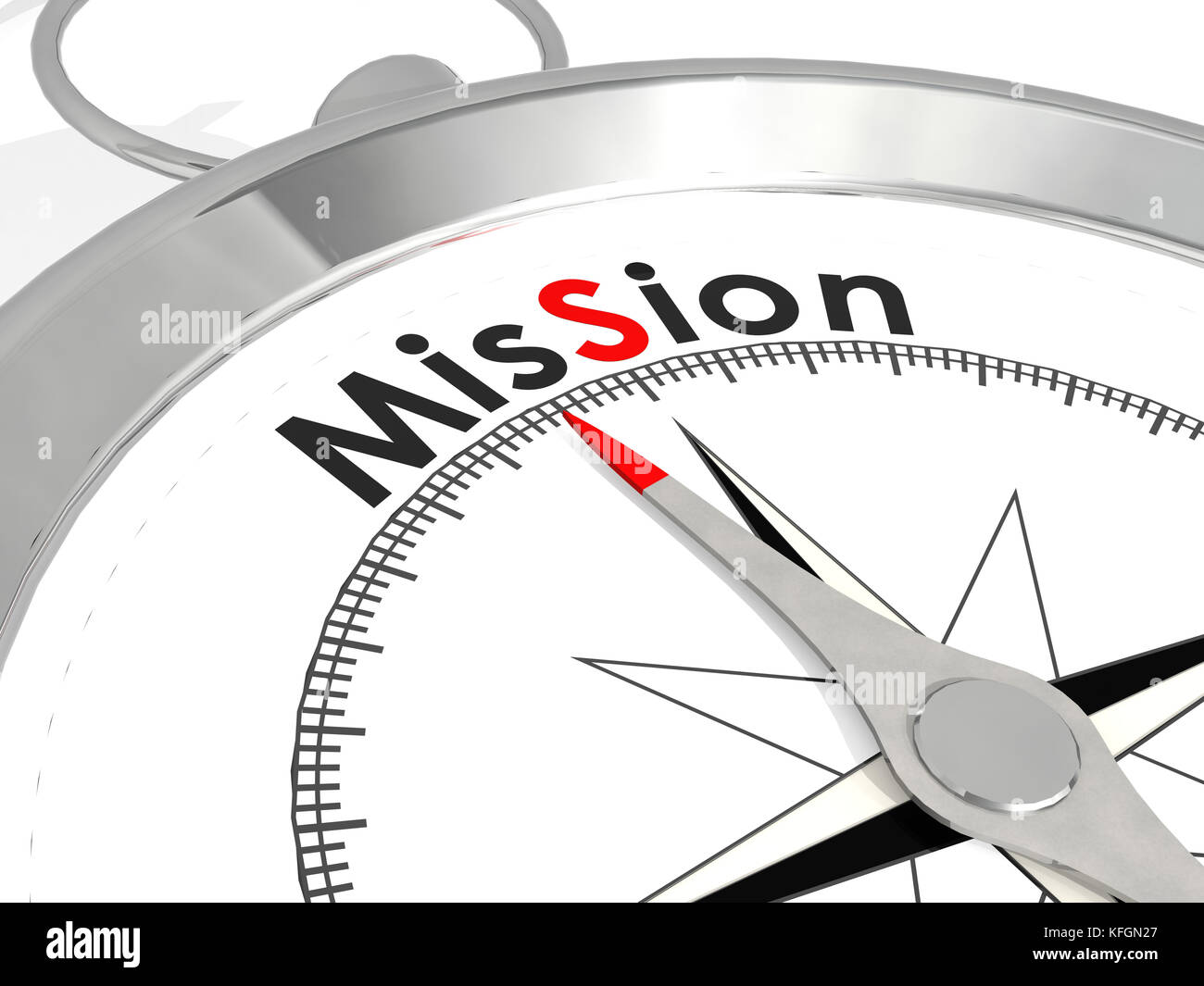 Mission word on metallic compass. 3D rendering Stock Photo - Alamy
